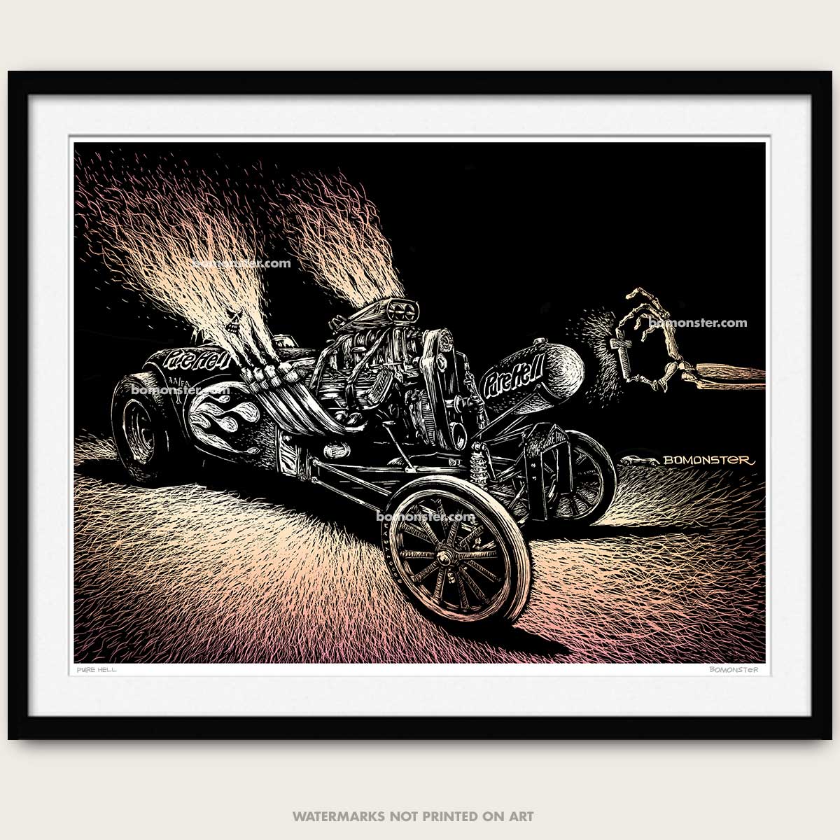 Drag Race Bundle 11x17" Litho Prints "Pure Hell" and "Piston Launch" – BOMONSTER