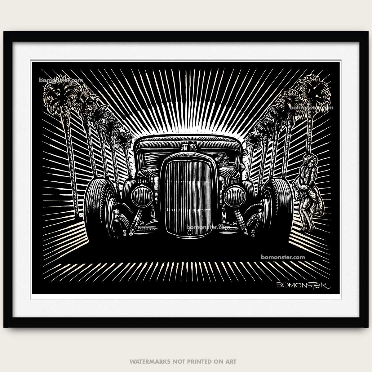 Signed 11x17" Hot Rod Litho Art Print "Hollywood Hot Rod" – BOMONSTER
